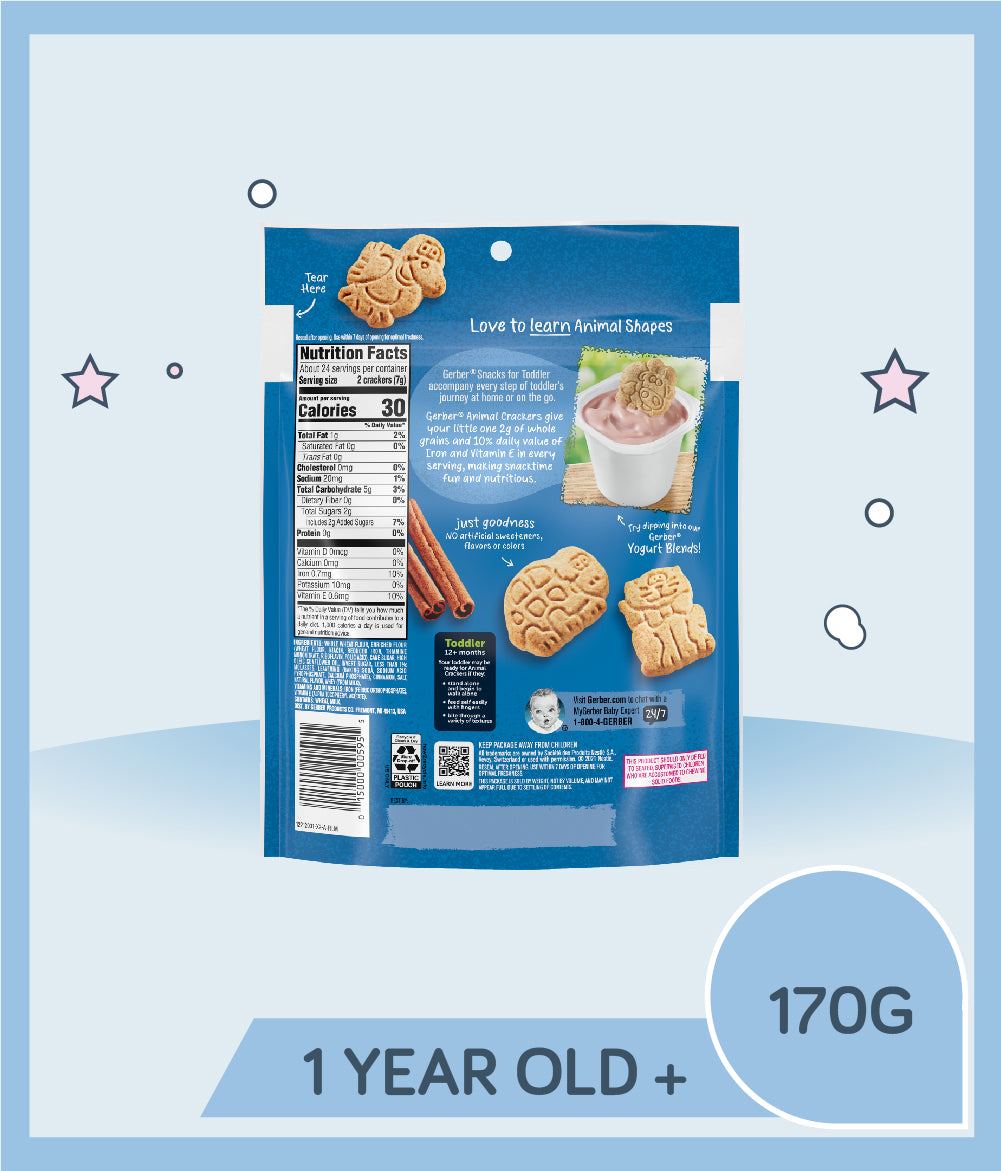 Gerber Animal Crackers Cinnamon Graham 170g Pouch – BB King Kong