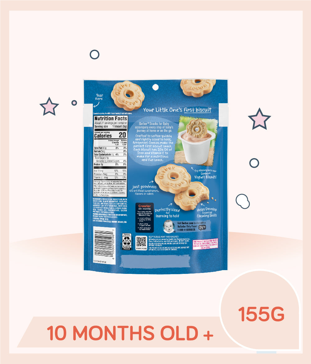 Gerber Snack Arrowroot Biscuits 155g Pouch – BB King Kong